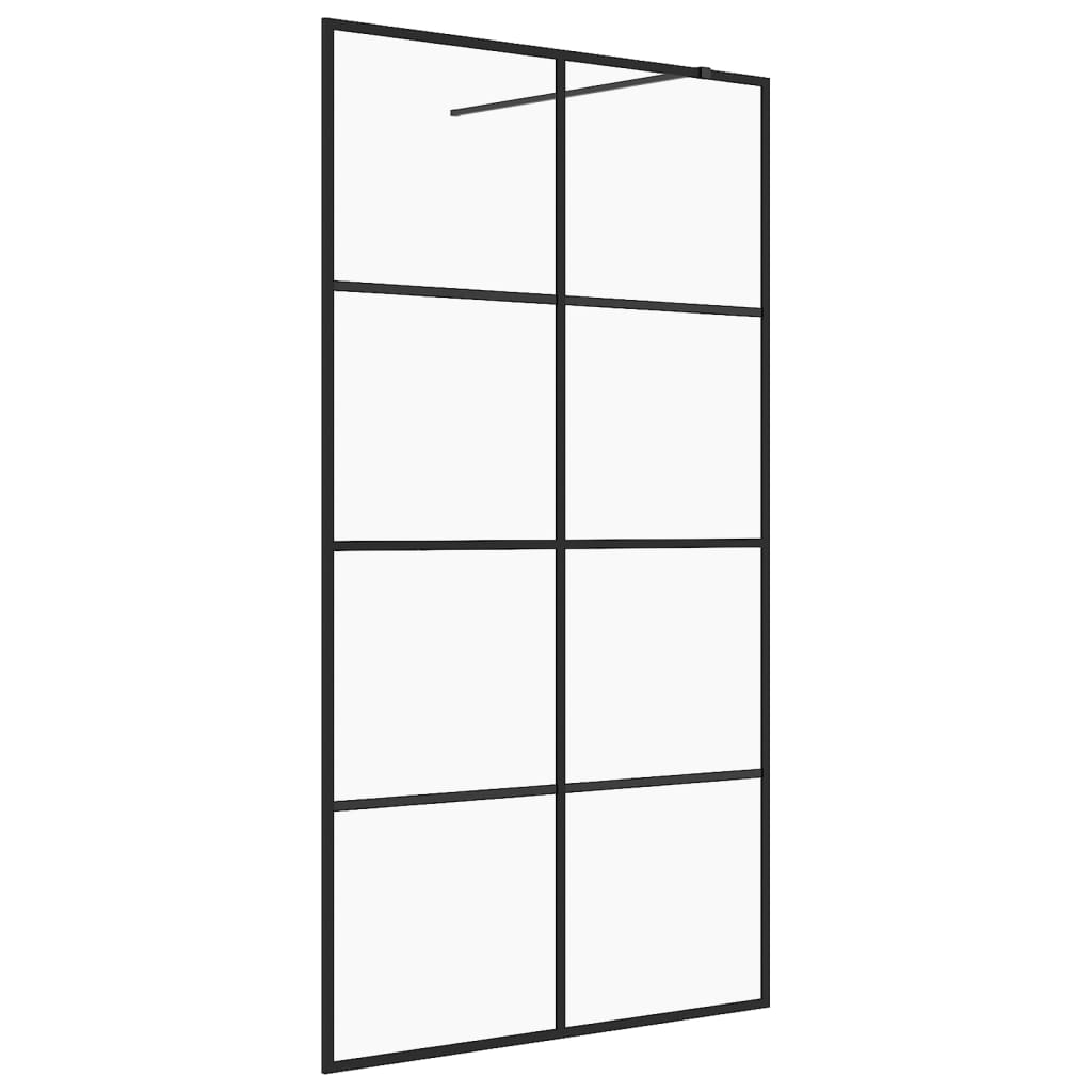 vidaXL Zástěna do průchozí sprchy čiré ESG sklo 100 x 195 cm černá ...